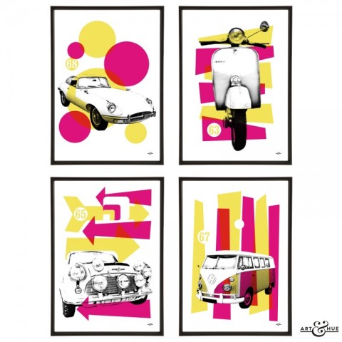 Cars Group - Mid-Century Motoring Stylish Pop Art | Art & Hue