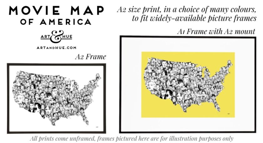 Movie Map of America - Stylish Pop Art Prints - Bespoke Art | Art & Hue